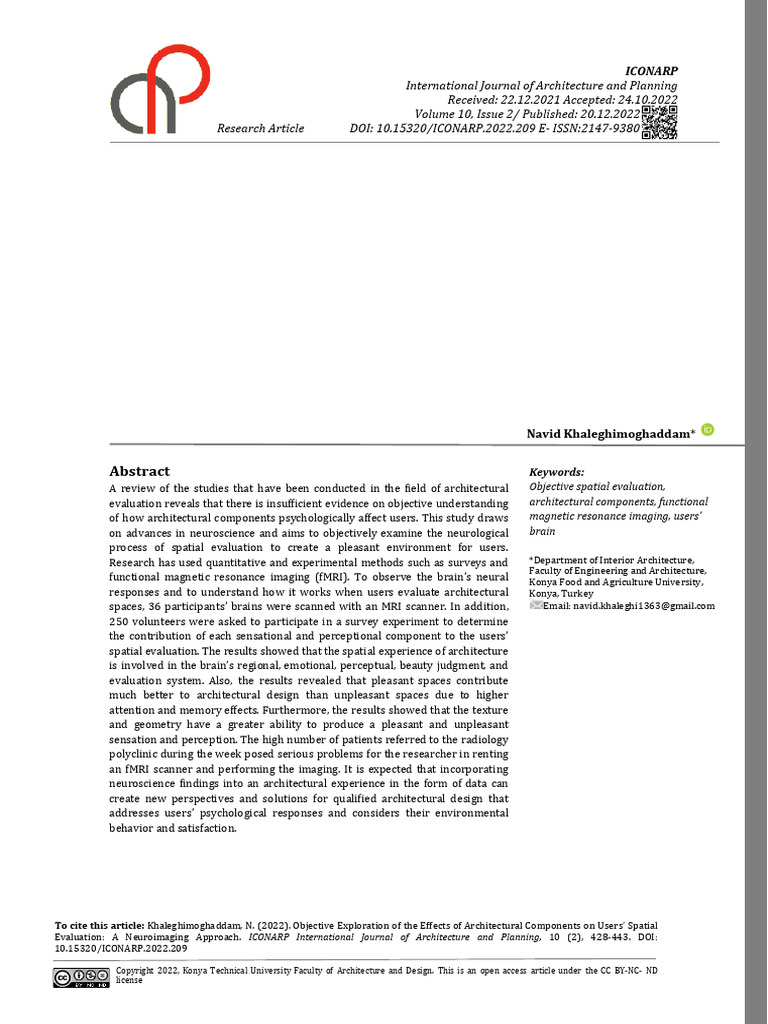 Objective Exploration of The Effects of Architectural Components On Users' Spatial Evaluation: A ...