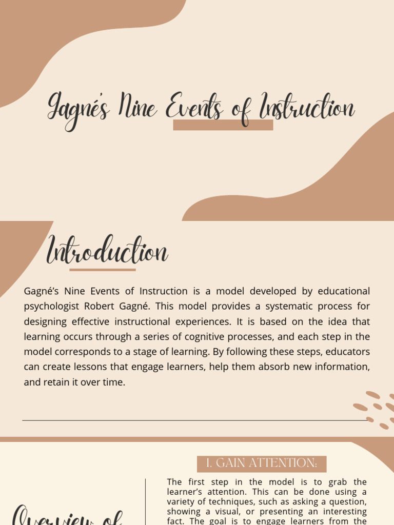 Gagné’s Nine Events of Instruction Guide | PDF | Learning ...