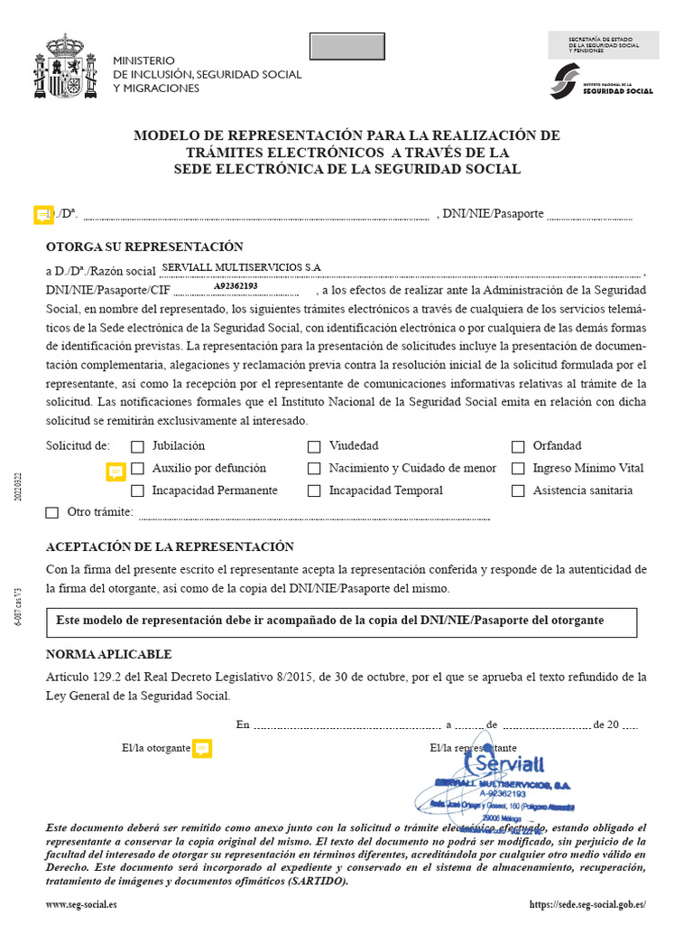 Autorizacion de Representacion | PDF | Documento de identidad | Bienestar