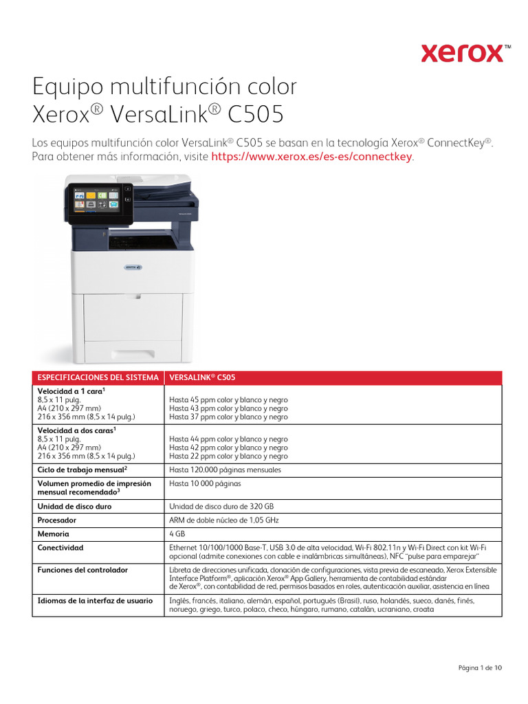 Equipo Multifunción Color Xerox Versalink C505 | PDF | Android (sistema operativo) | Google Play