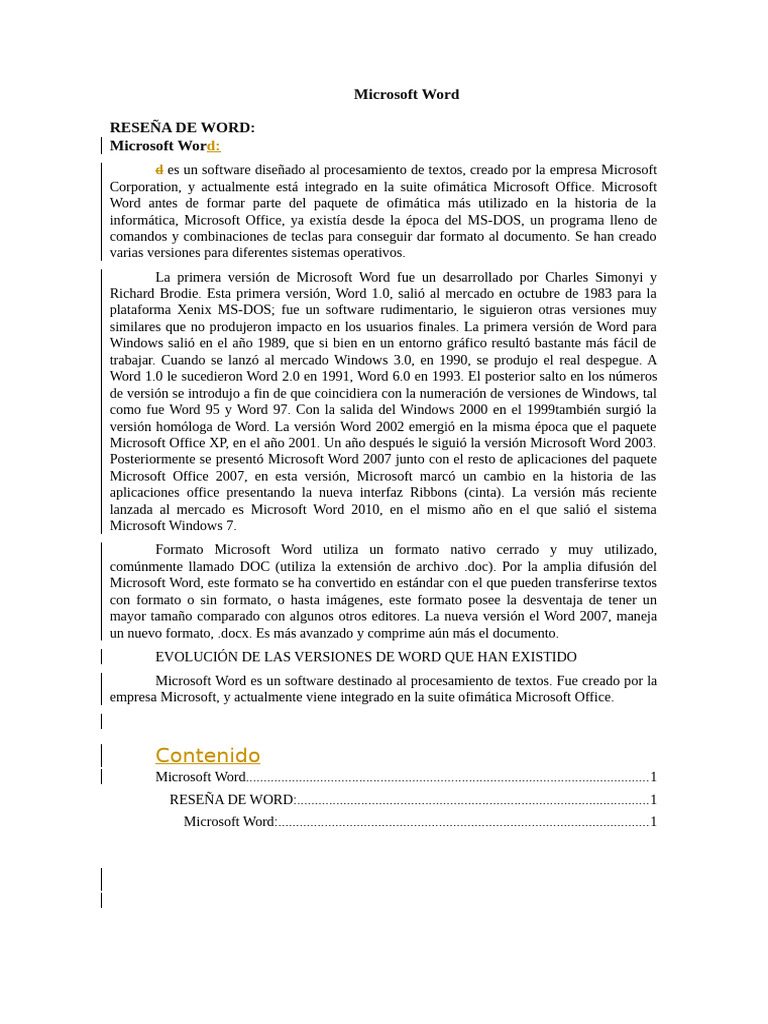 Evolución de Microsoft Word: Historia y Versiones | PDF | Microsoft ...