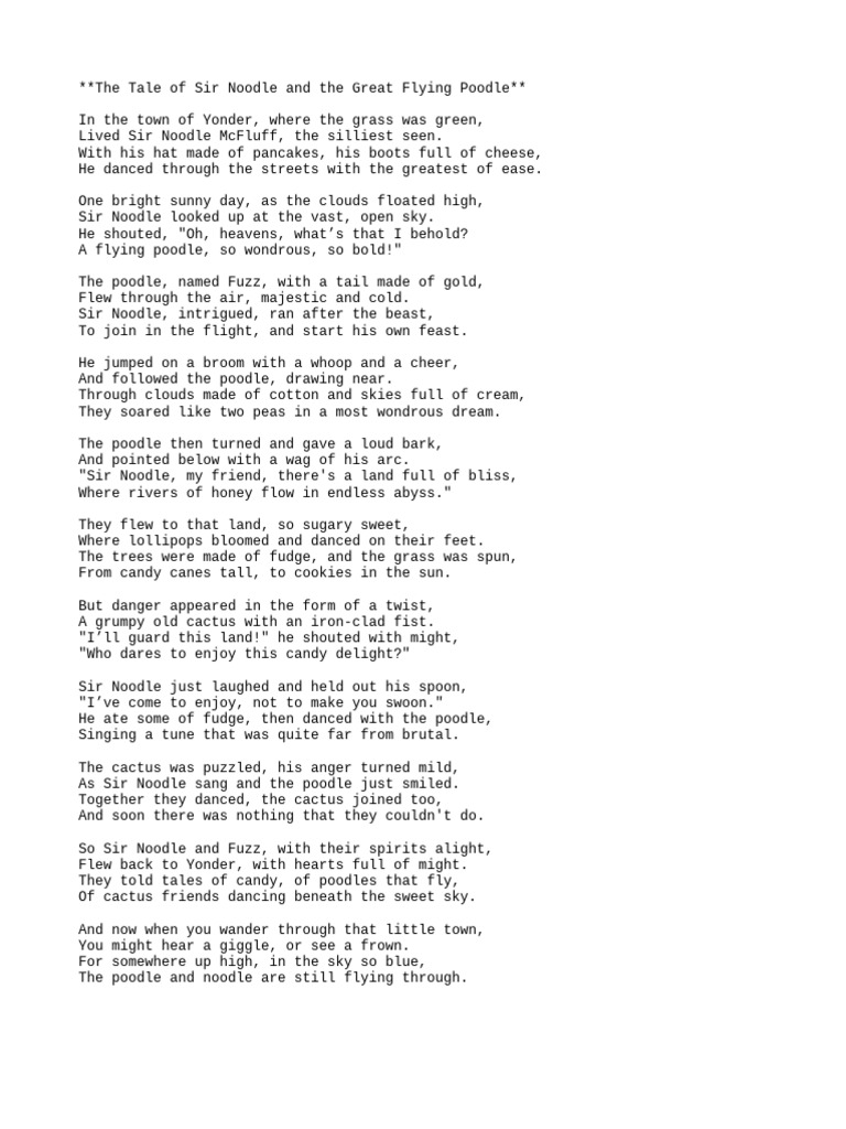 Noodle The Poodle | PDF