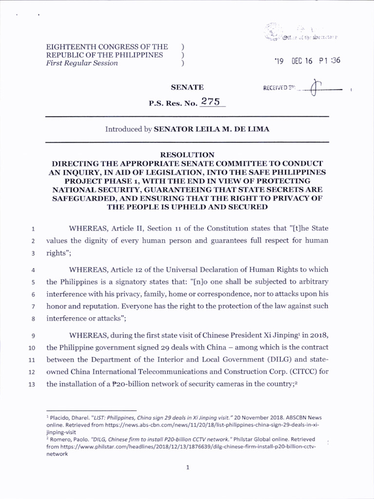 Inquiry into Safe Philippines Project | PDF | Government