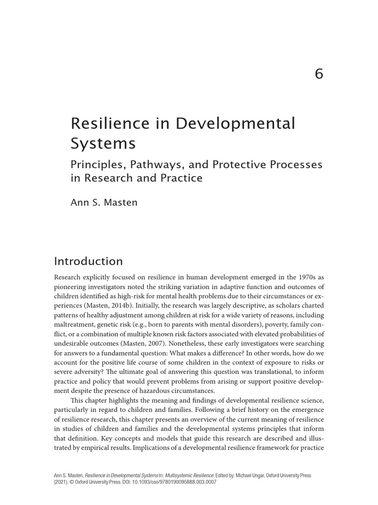 Resilience in Developmental Systems Principles Pat | PDF ...