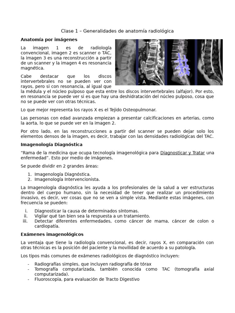 Clase 1 Anato - Generalidades de Anatomía Radiológica | PDF | Ct Scan | Radiología
