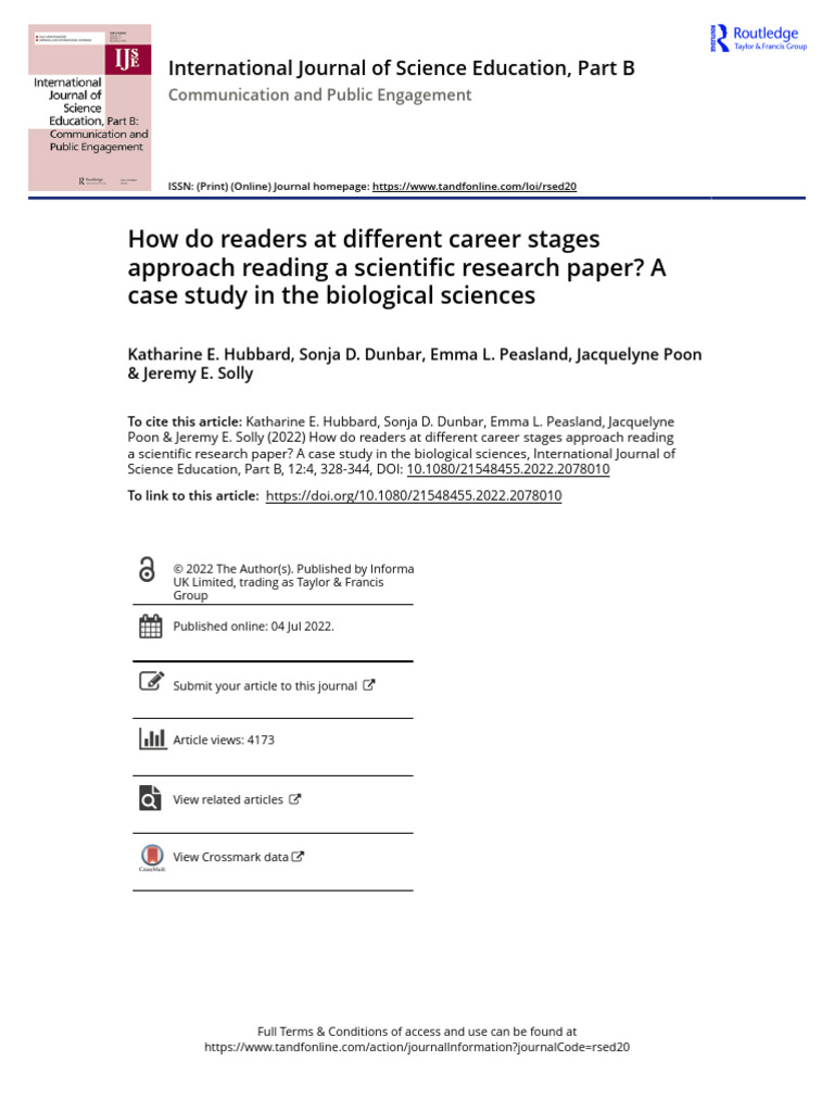 How Do Readers at Different Career Stages Approach Reading A Scientific ...