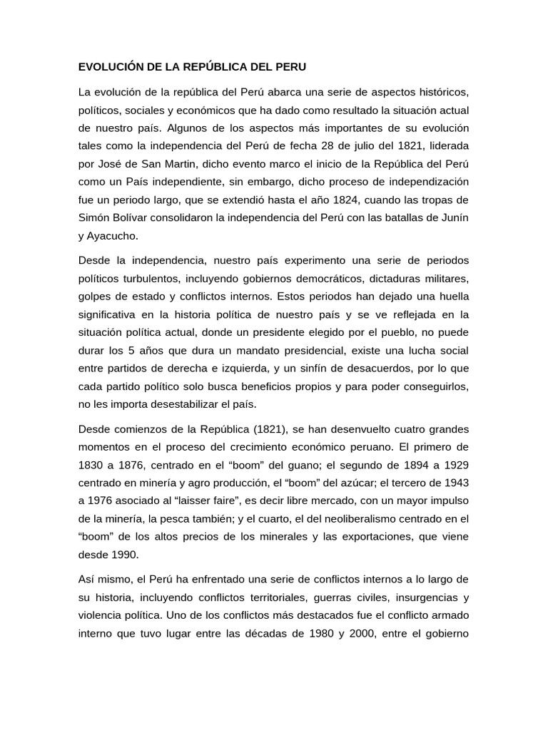 Historia y Retos de la República del Perú | PDF | Perú