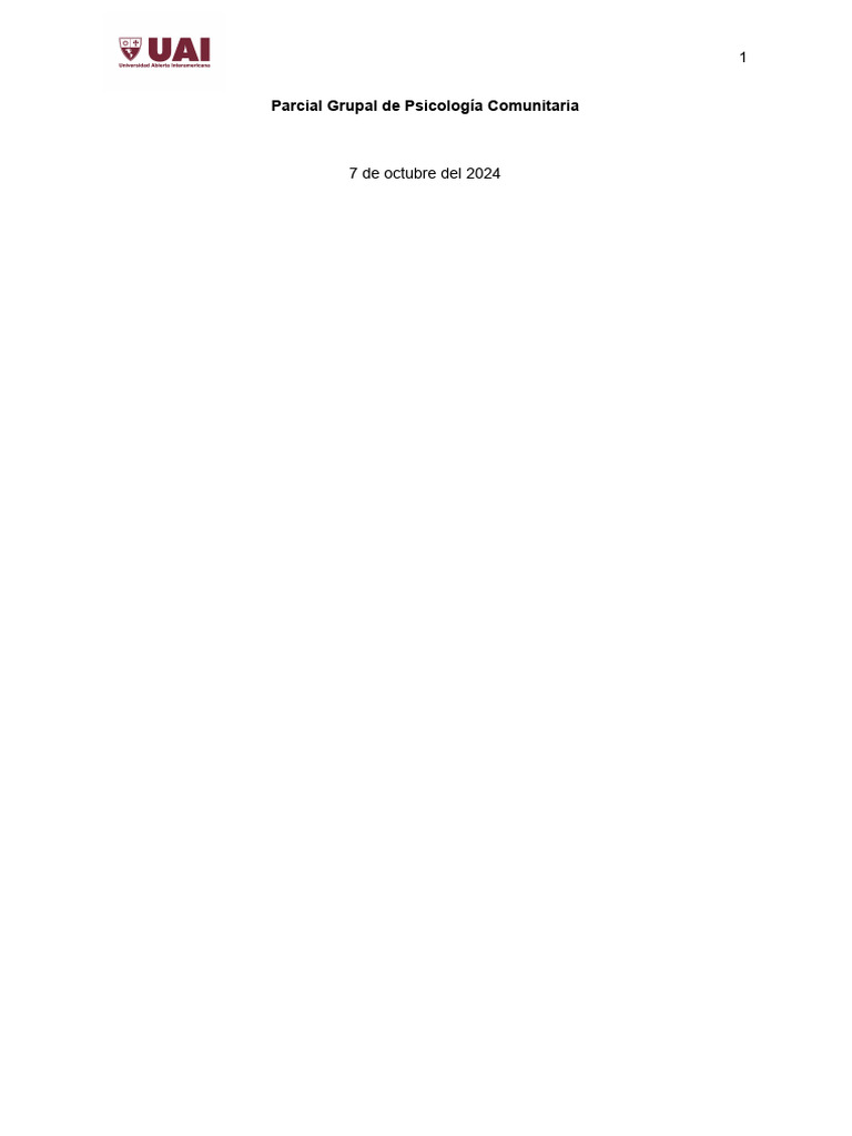 Primer Parcial Grupal - Psicología Comunitaria | PDF | Conocimiento | Paradigma