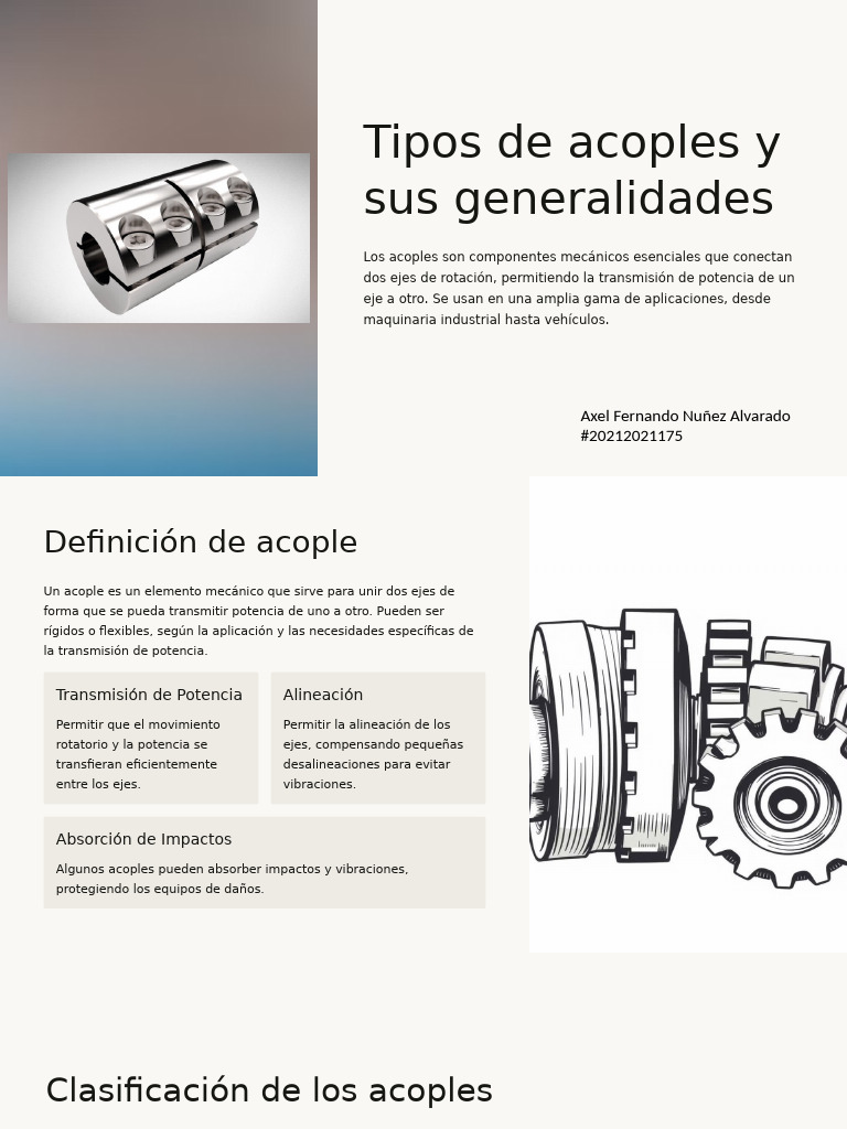 Tipos de Acoples y Sus Generalidades 2 | PDF | Eje | Ingeniería mecánica
