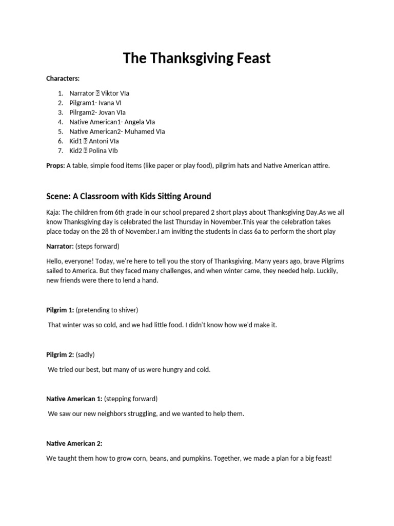 The Thanksgiving Feast | PDF