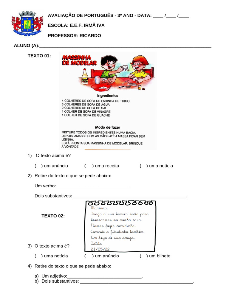 4 Av1 Português 3º Ano | PDF