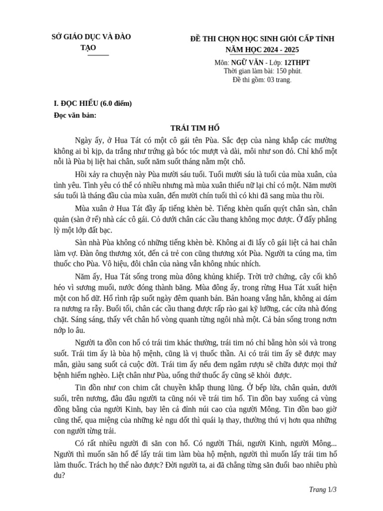 Đề Thi Thử Hsg 12 -2025- Đề 1 | PDF