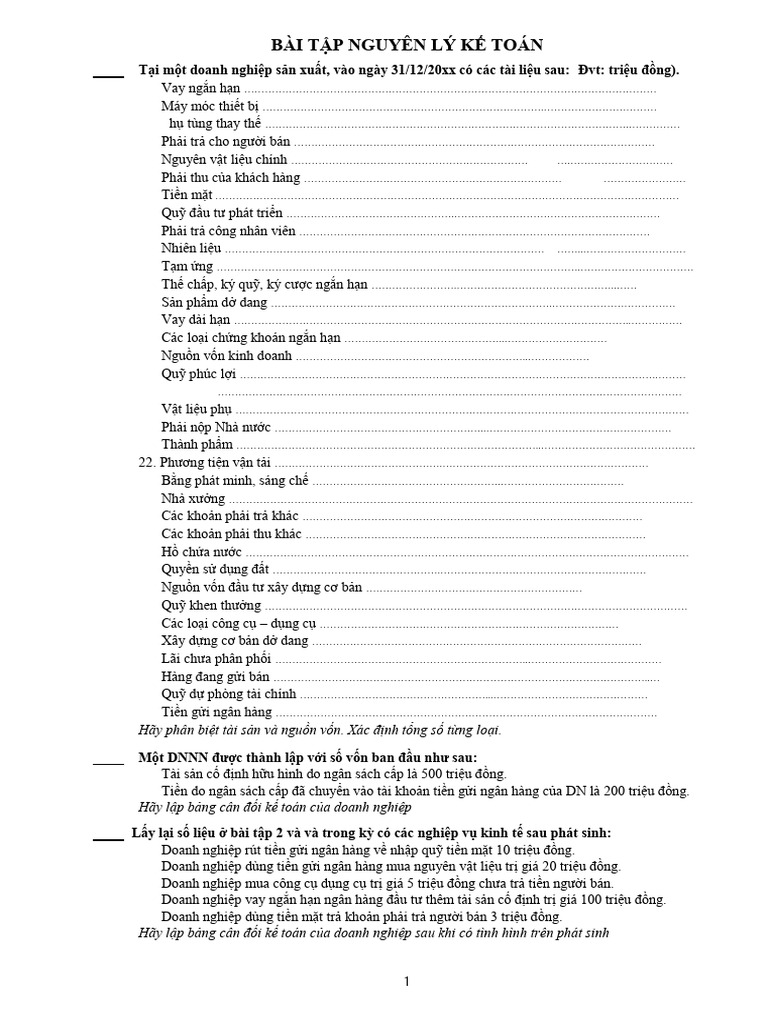 NLKT 1. Bai Tap | PDF