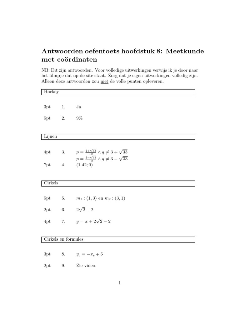 Wis Oefentoets H8 Ant | PDF