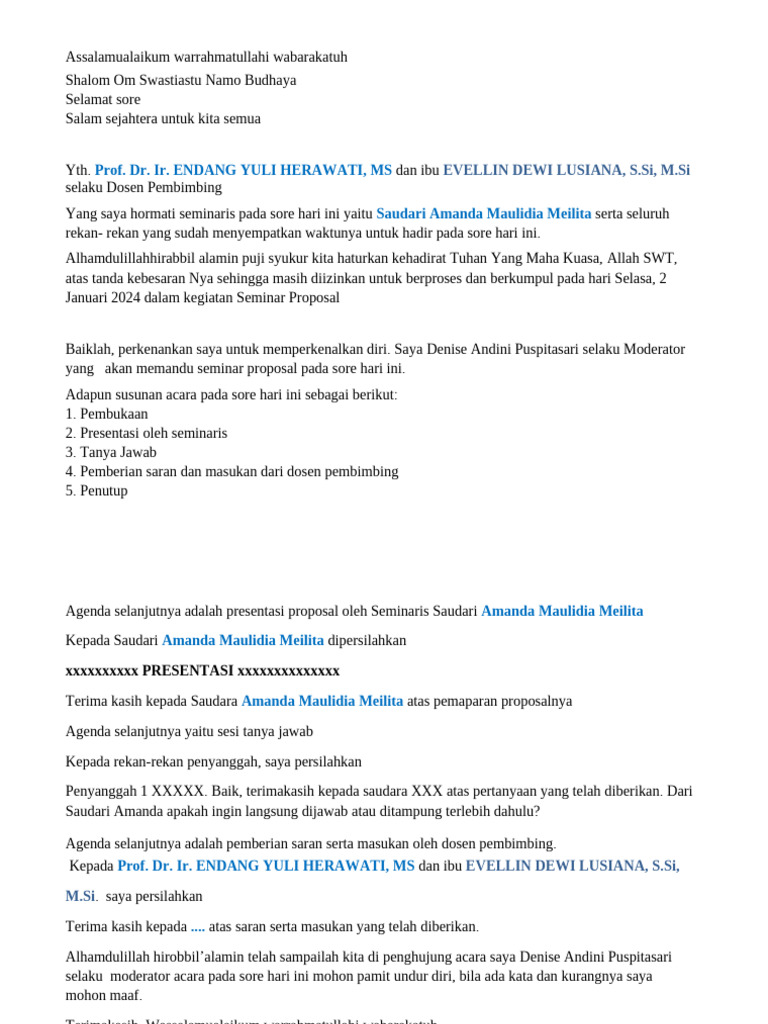 Contoh Protokol Moderator | PDF