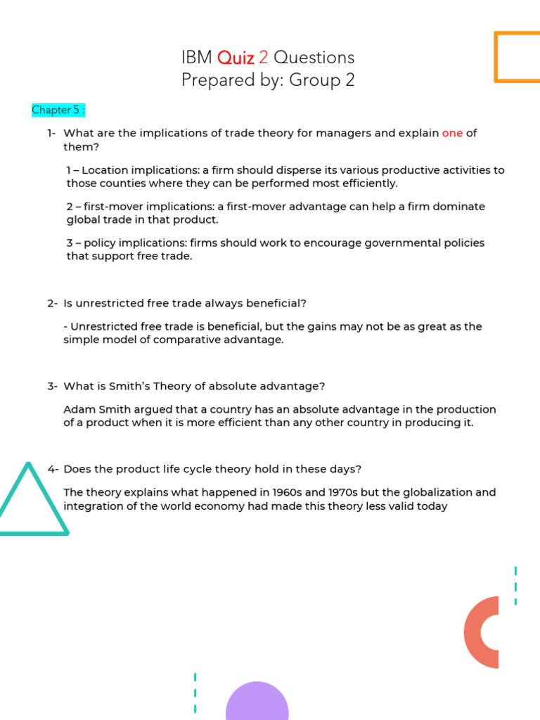 IBM Quiz 2 Questions | PDF | Free Trade | International Trade