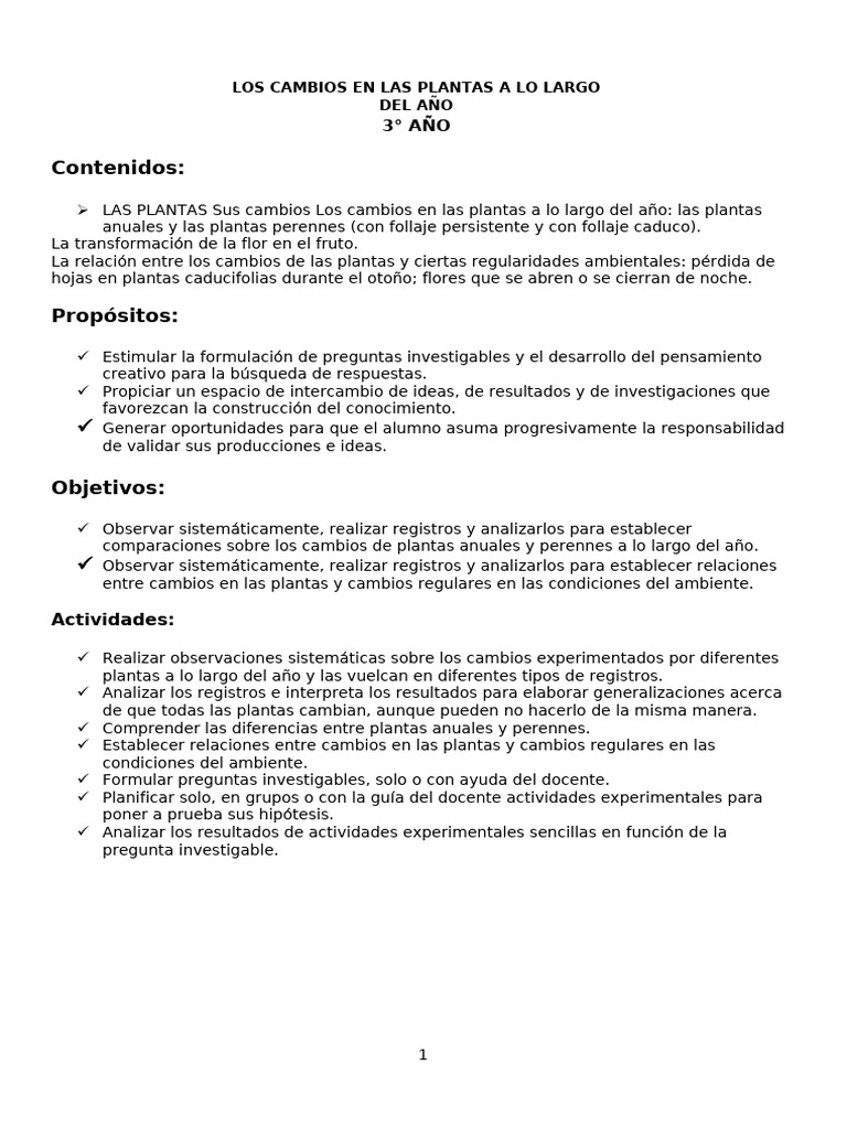 3ro - Las Plantas y Sus Cambios - Estudiantes | PDF | Botánica | Plantas