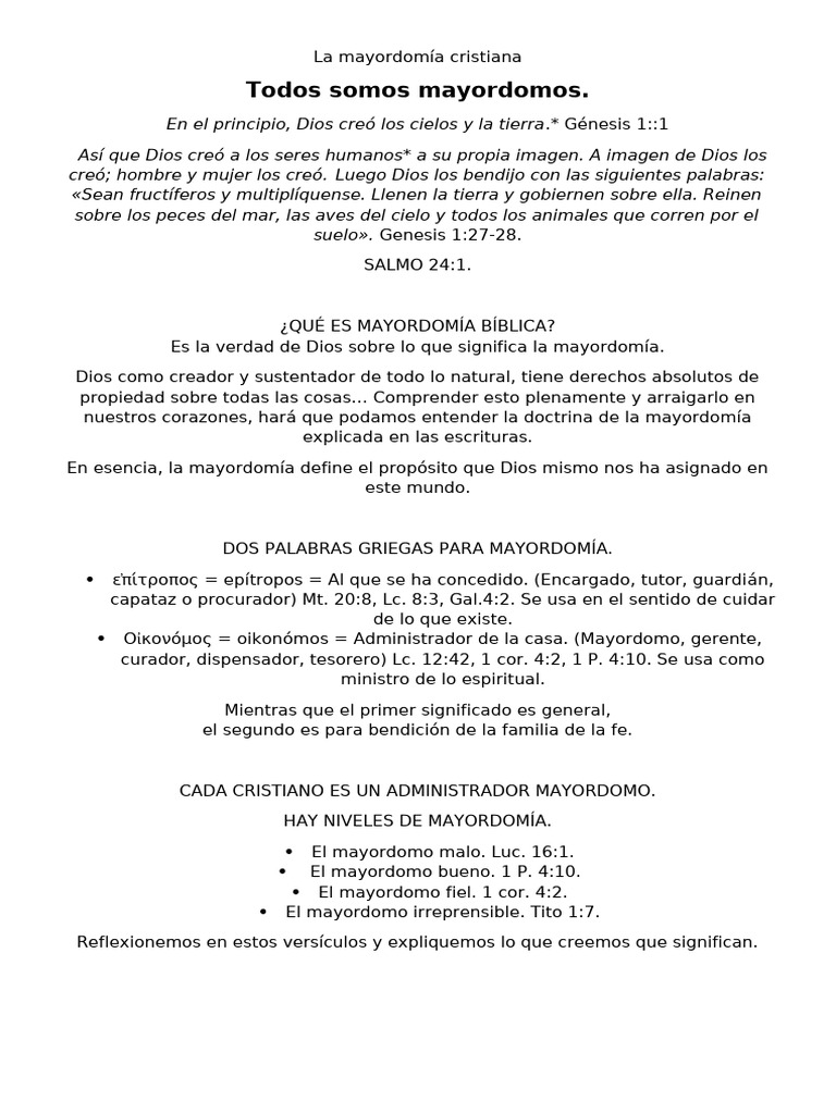 La Mayordomía Cristiana 1 | PDF
