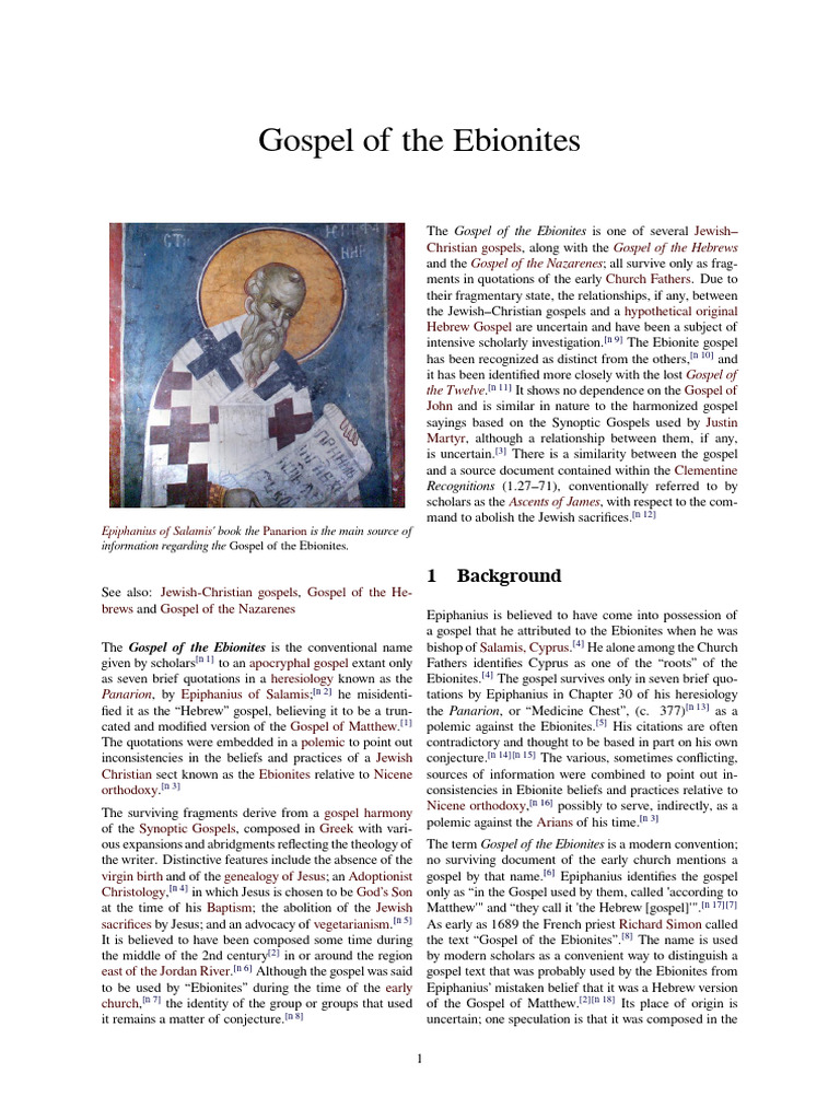 Gospel of the Ebionites Overview | PDF | Early Christianity | Ancient ...