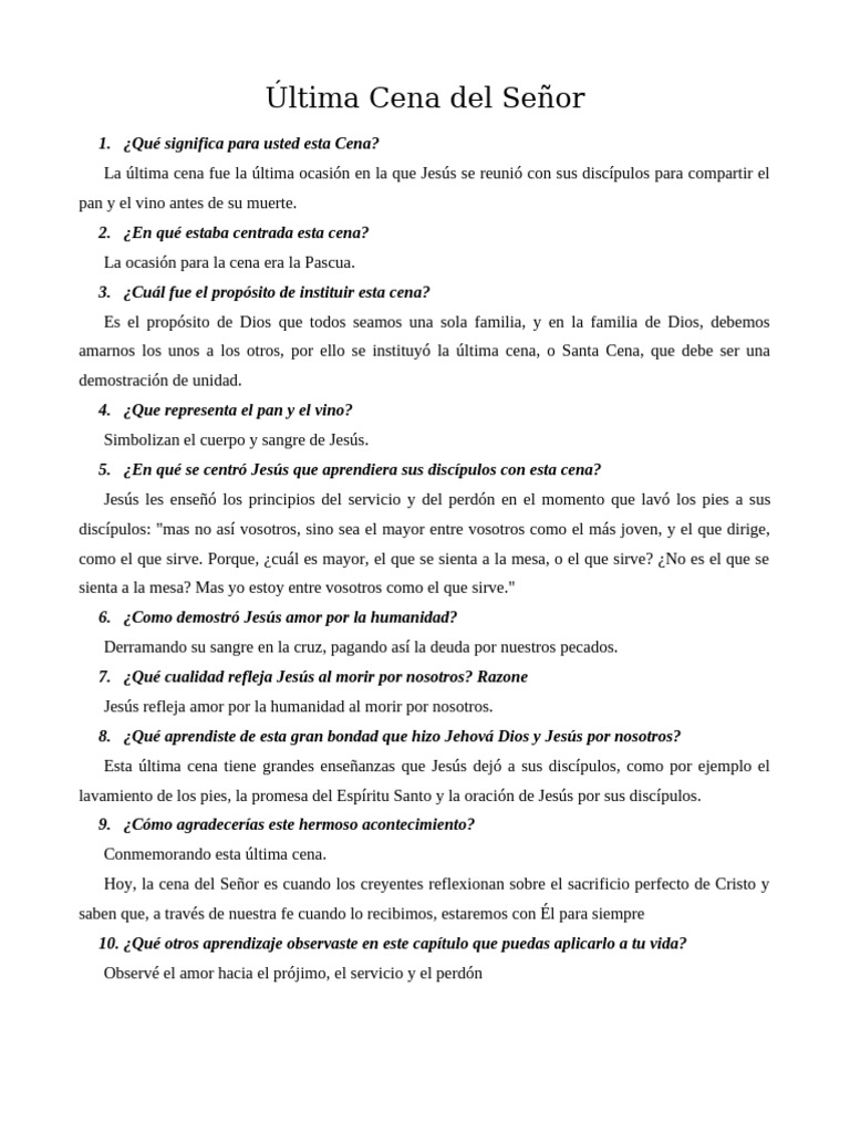 Ultima Cena Del Señor | PDF