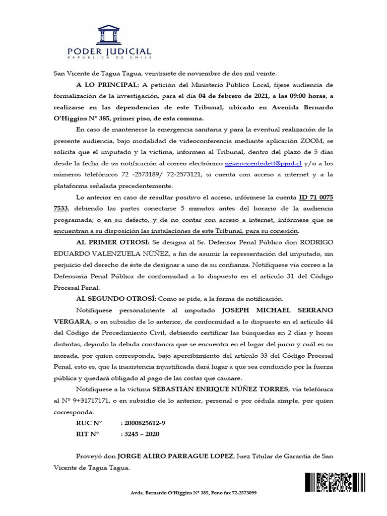 Audiencia Virtual en San Vicente 2021 | PDF | Documento de identidad | Chile