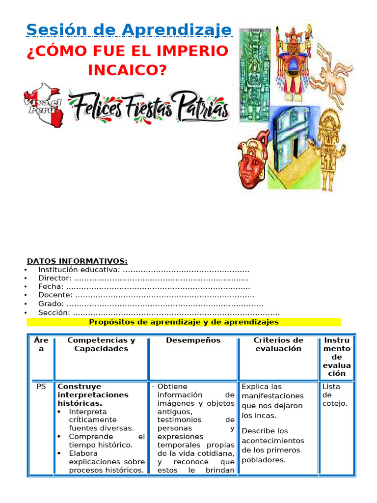 Vida en el Imperio Incaico: Sesión Educativa | PDF | Imperio Inca