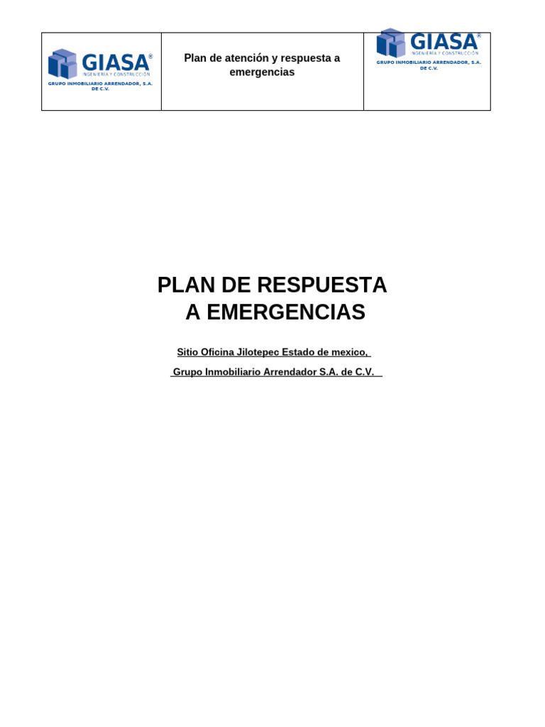 PLAN DE RESPUESTA Rev. 001 | PDF