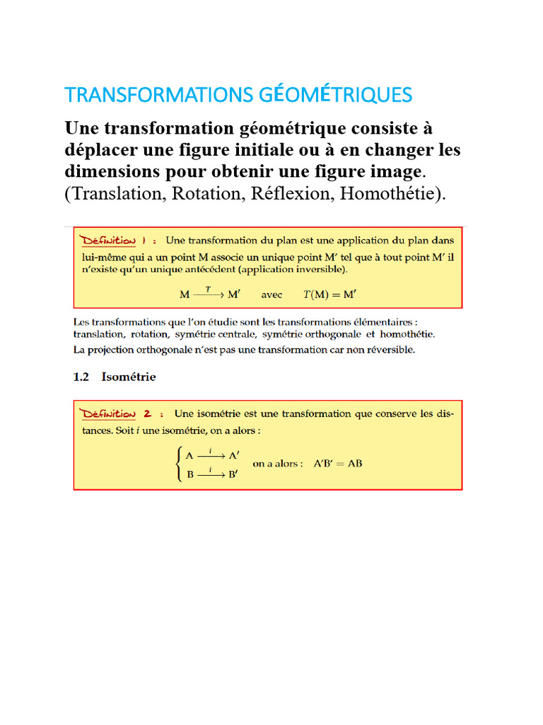 Transformations Géométriques | PDF | Triangle | Angle
