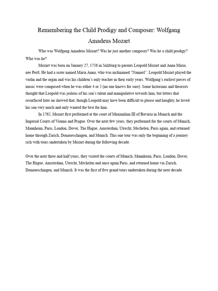 NOT FINISHED Remembering The Child Prodigy and Composer - Wolfgang ...