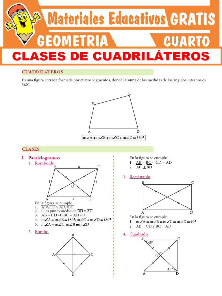 Clases de Cuadrílateros | PDF | Geometria clasica | Geometría euclidiana