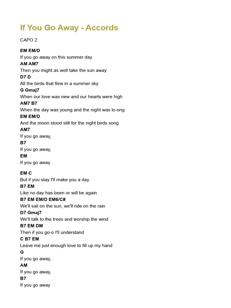 If You Go Away - Accords | PDF