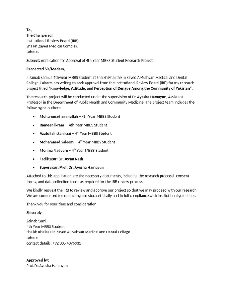 Irb Approval Application 1 | PDF