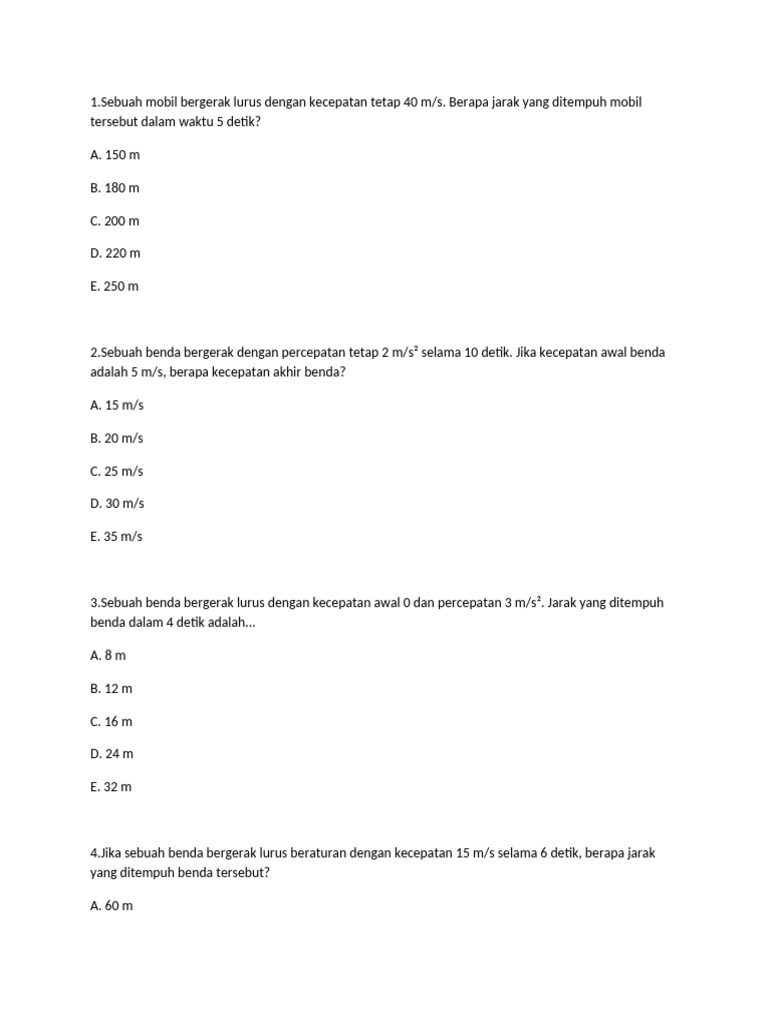 Kisi-Kisi Soal Fisika. Kelas Xi | PDF