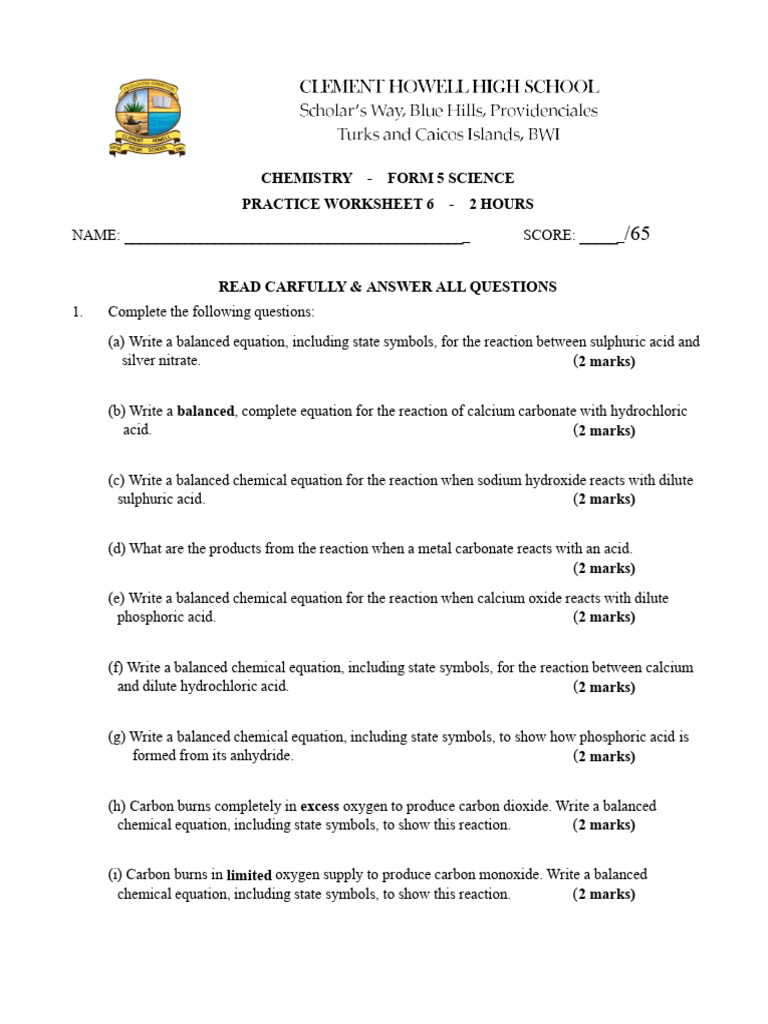 Chem F 5 Worksheet 6 Compare Sheet | PDF | Chemical Compounds ...