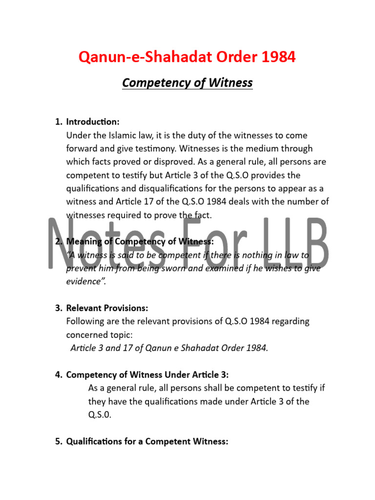 Competency of Witness | PDF | Witness | Testimony
