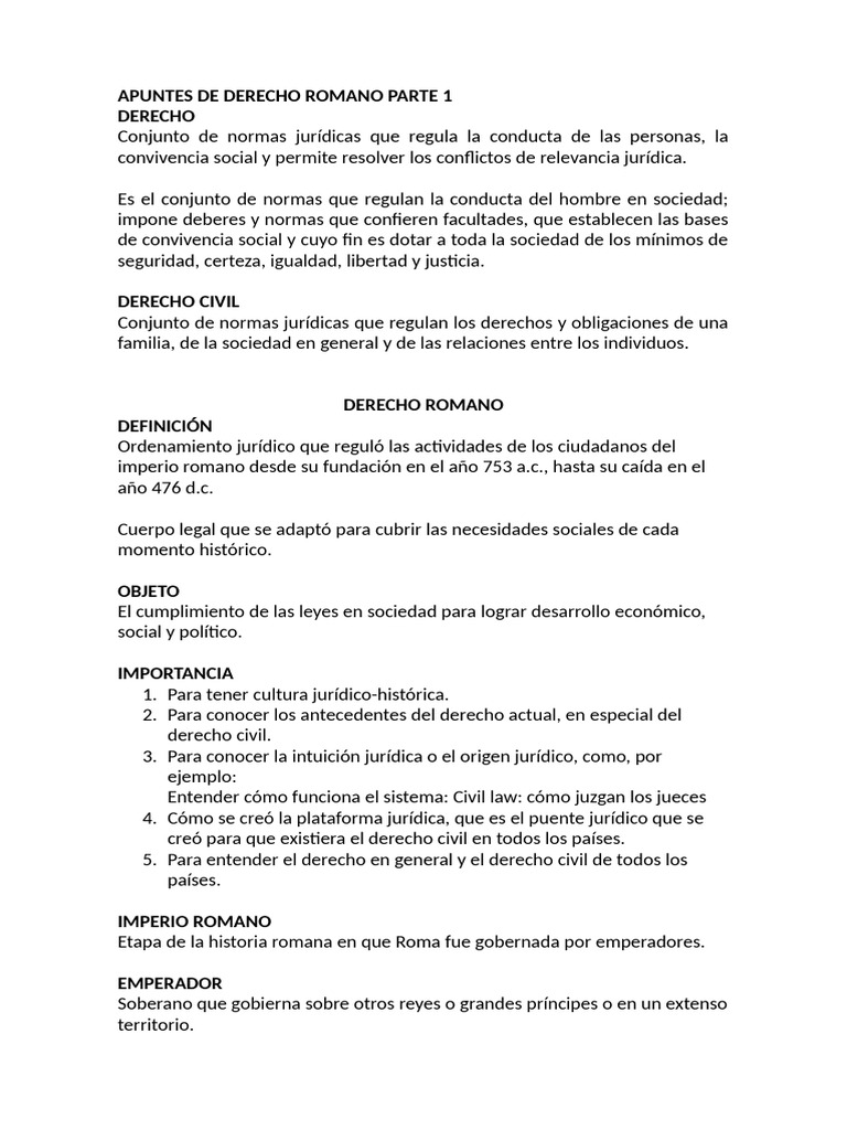 Introducción al Derecho Romano y Civil | PDF | Ley romana | Derecho ...