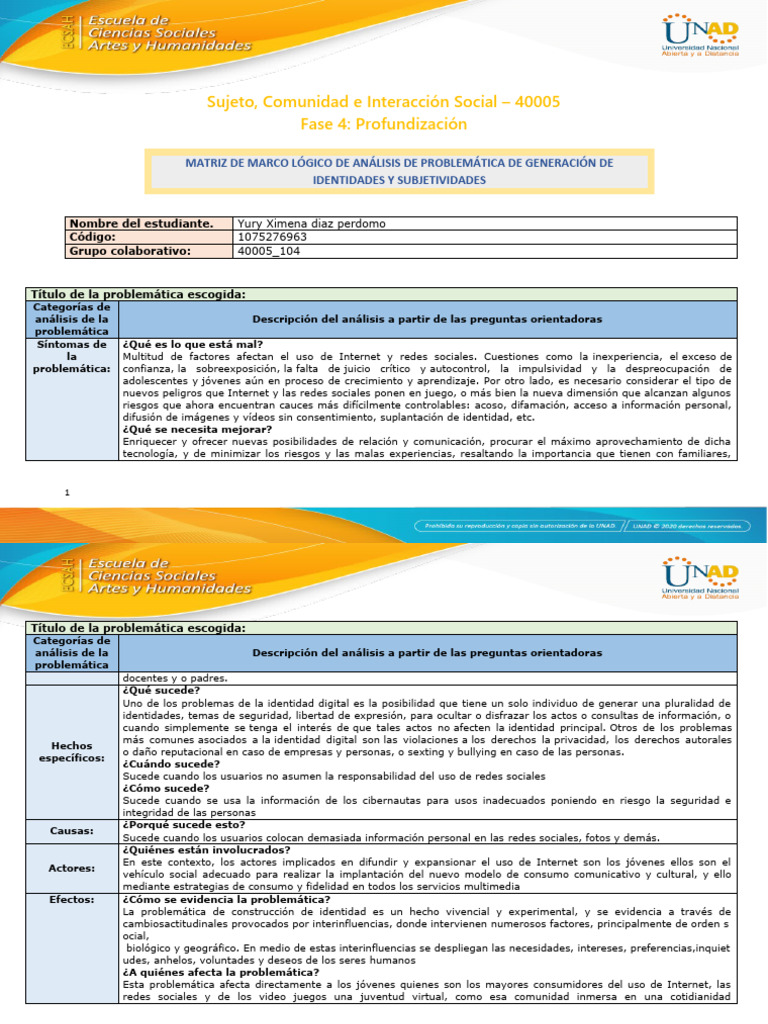 Formato de Matriz de Marco Lo Gico para Ana Lisis de Problema Tica Yury | PDF | Internet | Género