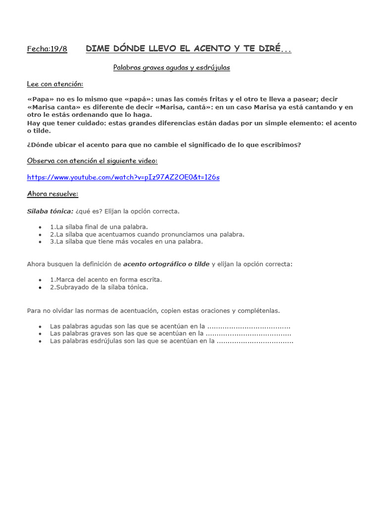 Dime Dónde Llevo El Acento y Te Diré... | PDF