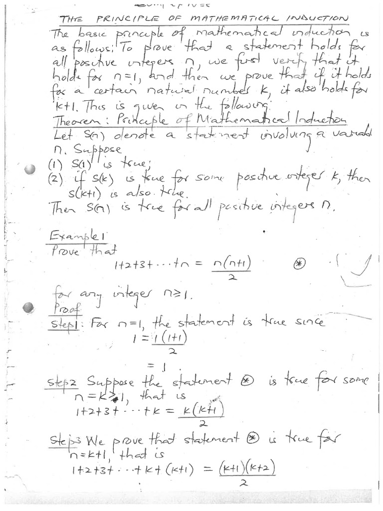 Mathematical Induction - Notes | PDF