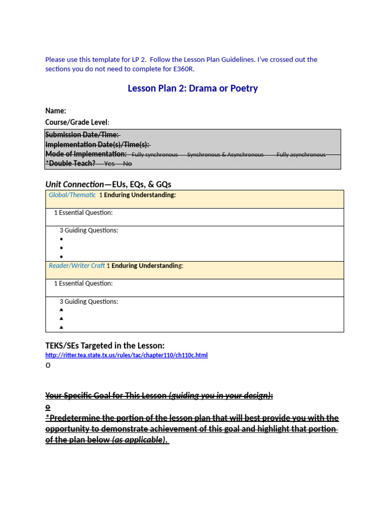 LP 2 Template E360R | PDF | Lesson Plan | Education Theory