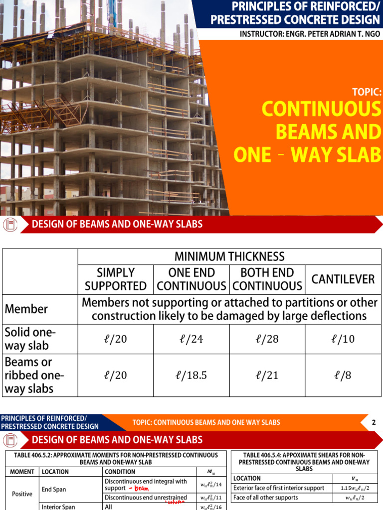 Topic 5 - Continuous Beams and One-Way Slabs | PDF