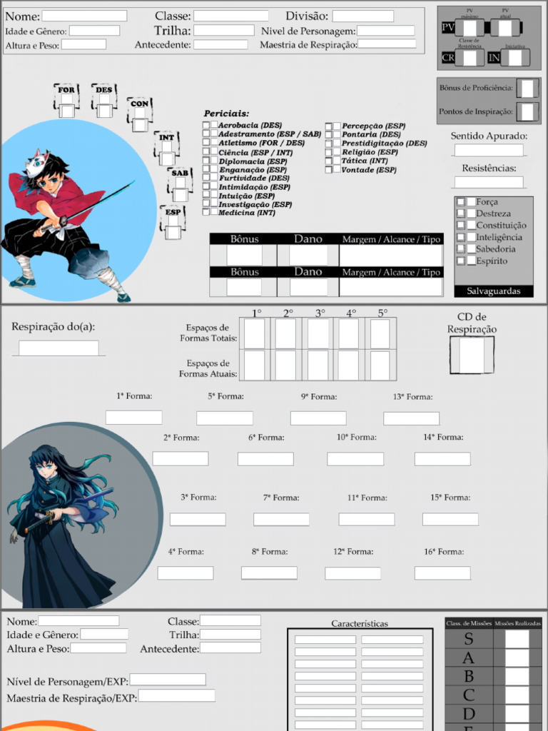 Ficha - Kimetsu No Yaiba - RPG | PDF