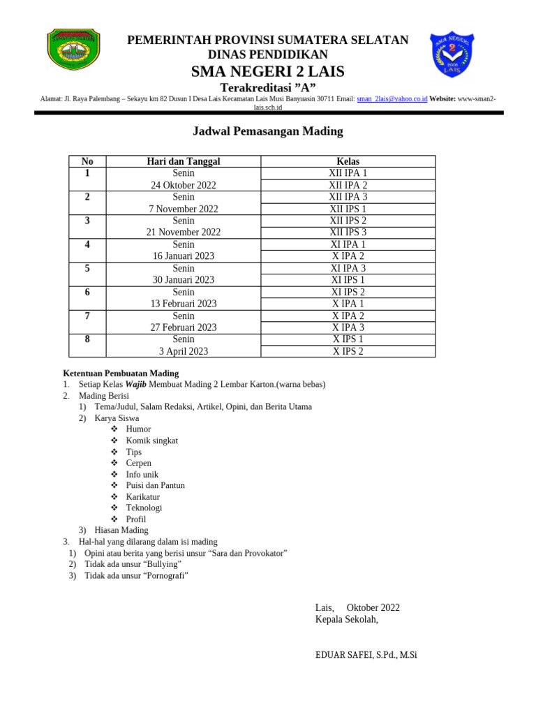 Jadwal Mading | PDF