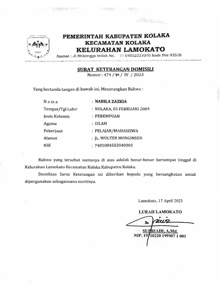 Keterangan Domisili | PDF