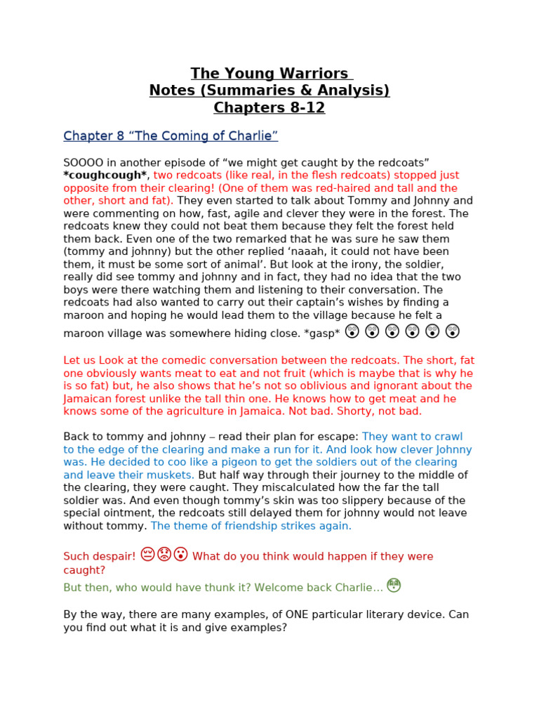The Young Warriors - Notes On Chapters 8-12 | PDF