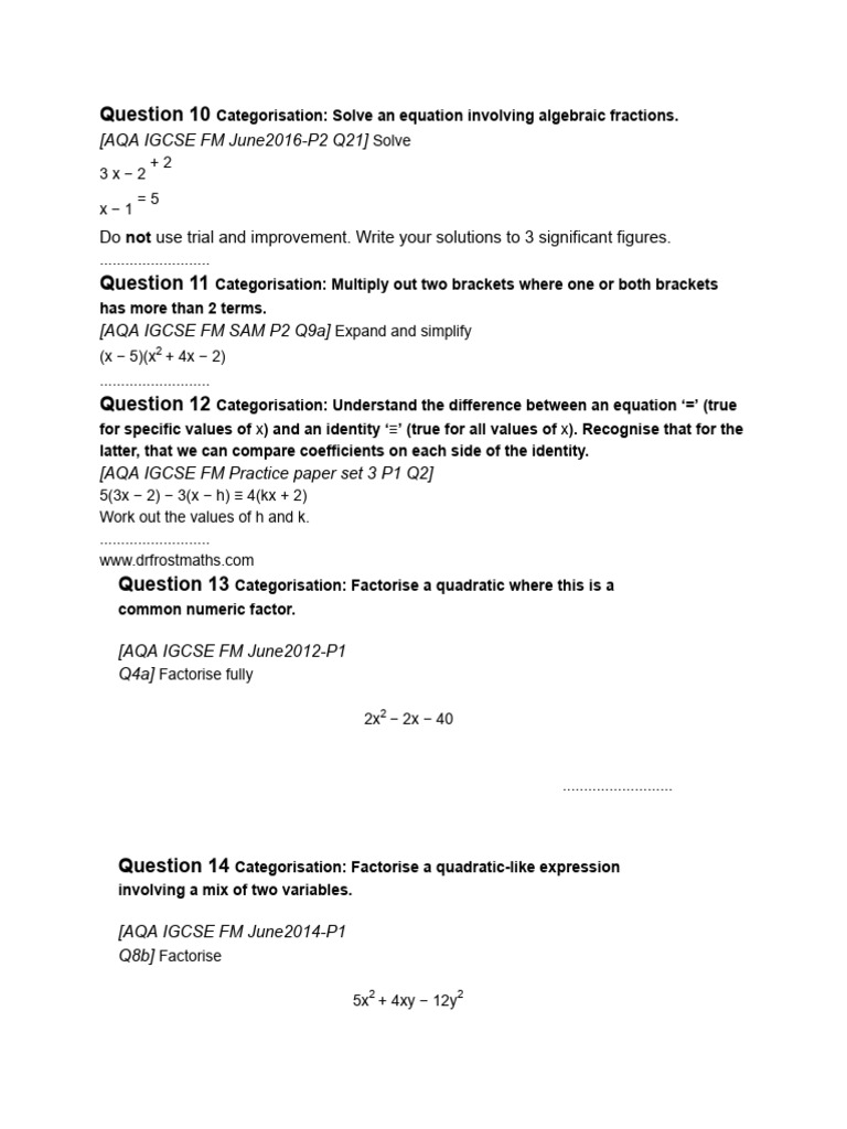 DFMFullCoverageFM AlgebraicExpressions Strony 4 6 Basic Algebra | PDF ...