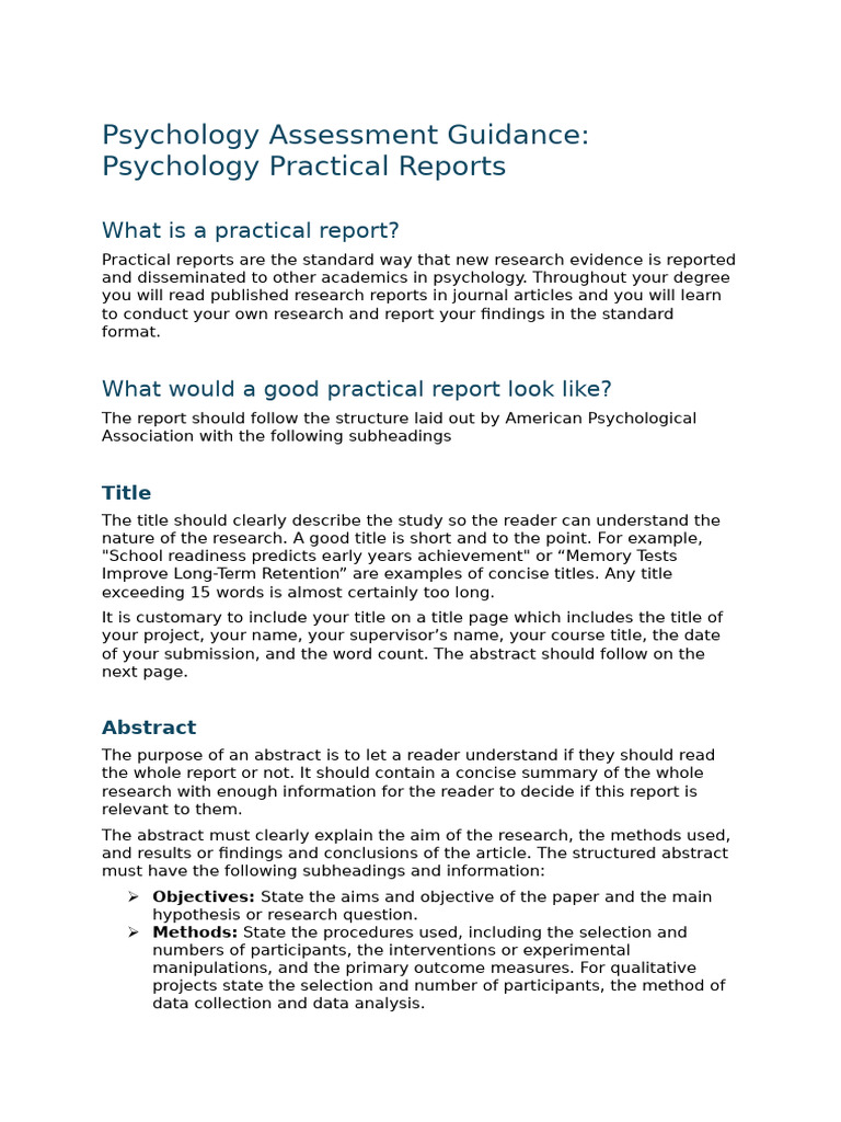 Psychology Student Guide To Practical Reports | PDF | Statistics ...