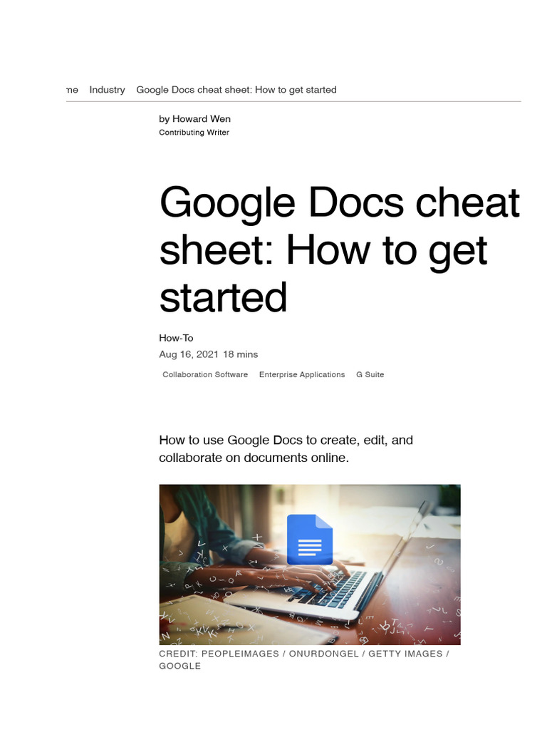 Google Docs Cheat Sheet - How To Get Started - Computerworld | PDF | Microsoft Word | System ...