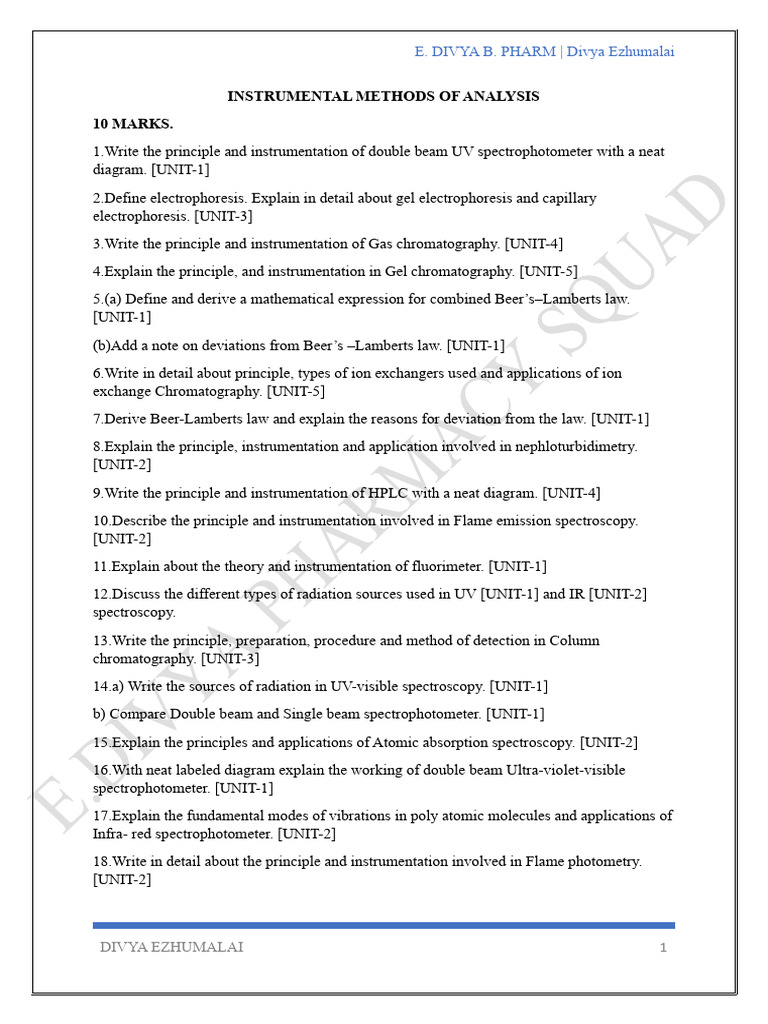 7 TH Sem Question Bank | PDF | Chromatography | Pharmacy