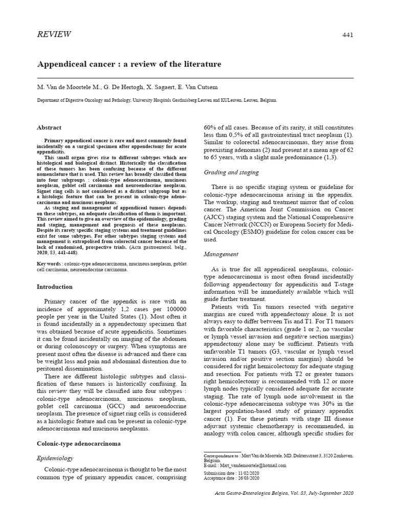 Appendiceal Cancer A Review of The Literature | PDF | Clinical Medicine ...